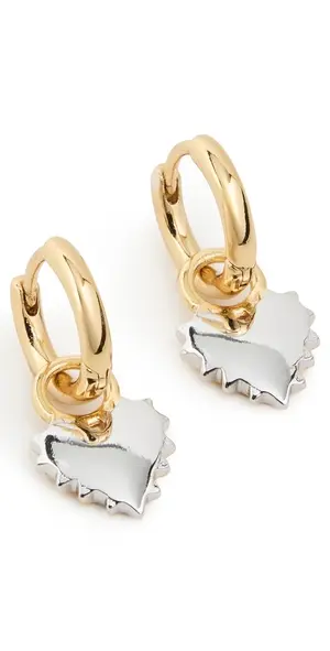 HART Two-toned Spikey Heart Huggie Earrings - Two Toned