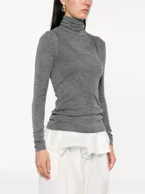 RÓHE Turtleneck Merino-wool Top - Grey