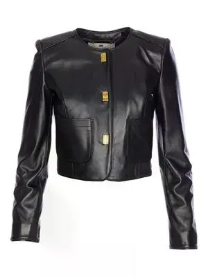 Elisabetta Franchi Hook-fastening Leather Jacket - Black