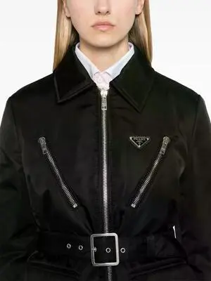 Prada Triangle-logo Padded Jacket - Black