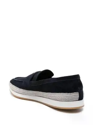 Prada Enamel Triangle-logo Suede Loafers - Blue