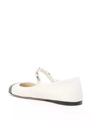 Miu Miu Chain-link Embellished Leather Ballerinas - Neutrals