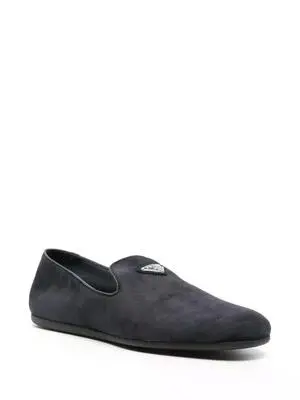 Prada Triangle-logo Suede Loafers - Blue