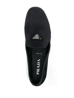 Prada Triangle-logo Suede Loafers - Blue