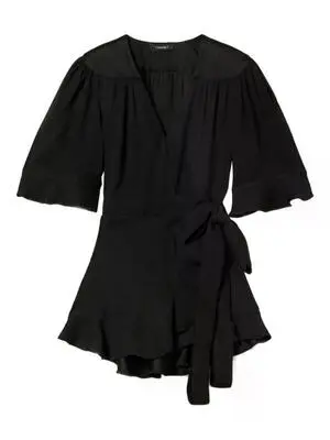 TWINSET Ruffle-detail Wrap Top - Black