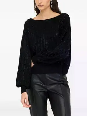Liu Jo Rhinestone-embellished Puff-sleeve Sweater