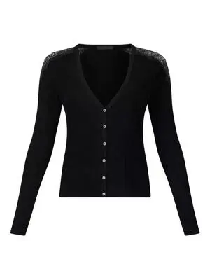 Liu Jo Lace-trimmed Ribbed Cardigan - Black