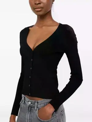 Liu Jo Lace-trimmed Ribbed Cardigan - Black