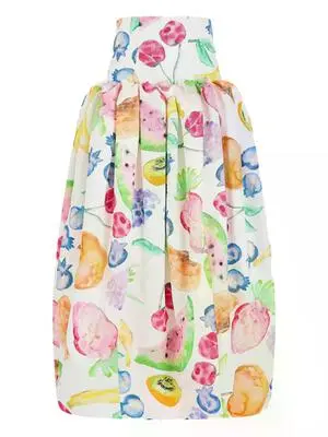 Rosie Assoulin Fifi Fruit-print Skirt - White