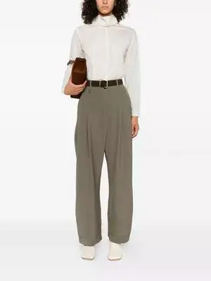 High Pleated Straight Leg Trousers