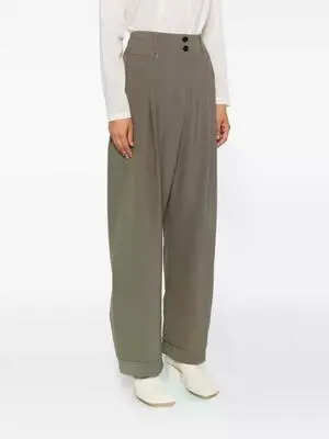 High Pleated Straight Leg Trousers