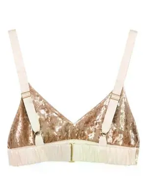 FORTE_FORTE Velvet-texture Triangle Bra - Brown