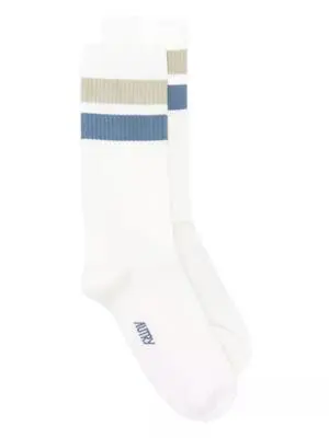 AUTRY Striped Ankle Socks - White