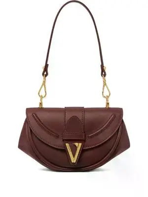 Versace Virtus Leather Shoulder Bag - Red