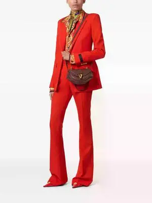Versace Virtus Leather Shoulder Bag - Red
