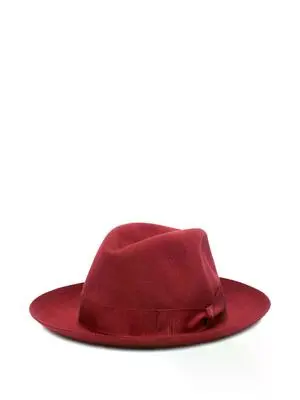 Borsalino Felt Fedora With Bow Detail - Red