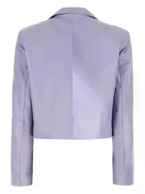 ANDREA D'AMICO Cropped Double-breasted Leather Jacket - Purple