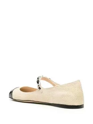 Miu Miu Square-toe Raffia Ballerinas - Neutrals