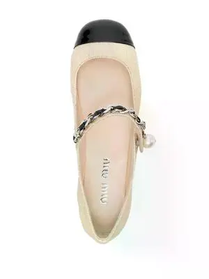 Miu Miu Square-toe Raffia Ballerinas - Neutrals