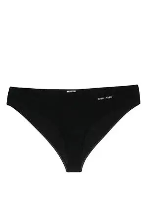 Miu Miu Logo-intarsia Cashmere-blend Briefs - Black
