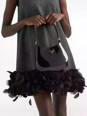 Prada Feather-detail Mini Dress - Grey