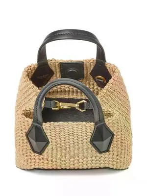 JIMMY CHOO Small Woven Straw Tote Bag - Neutrals