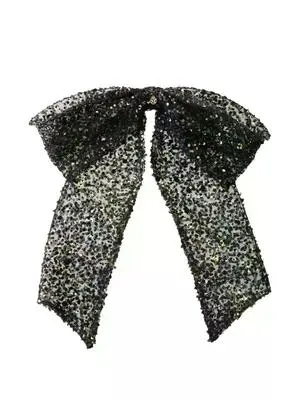 MAISON MICHEL Sequin-embellished Bow Tie - Black