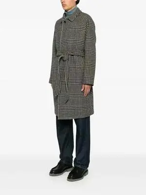 Tagliatore Check-print Belted Coat - Black