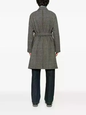 Tagliatore Check-print Belted Coat - Black