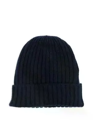 Fedeli Ribbed Cashmere Beanie Blue