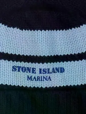 Stone Island Striped-pattern Beanie - Blue