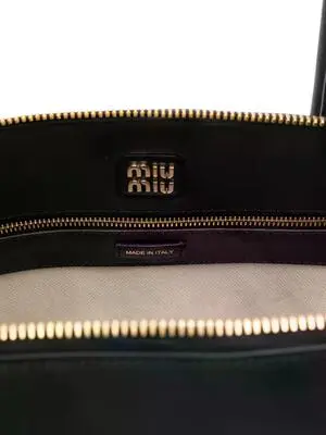 Miu Miu Logo-embossed Leather Tote