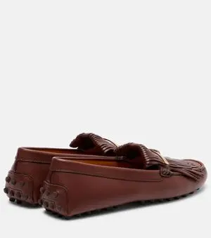 TOD'S Gommino Fringed Leather Driving Shoes - Brown