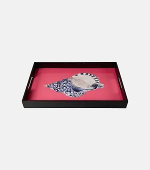 LES-OTTOMANS Shell Lacquered Wooden Tray - Multicoloured