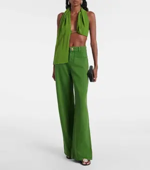 Christopher Esber Open-back Silk Georgette Top - Green