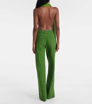 Christopher Esber Open-back Silk Georgette Top - Green