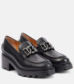 TOD'S Leather Loafer Pumps - Black