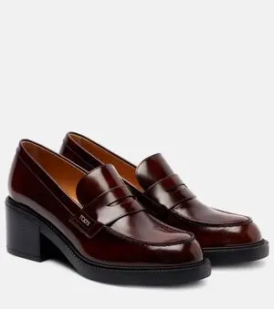 TOD'S Leather Loafer Pumps - Brown