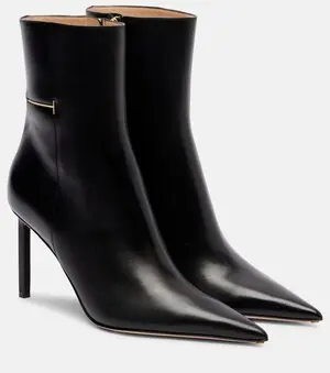 TOM FORD Julianne 85 Leather Ankle Boots - Black