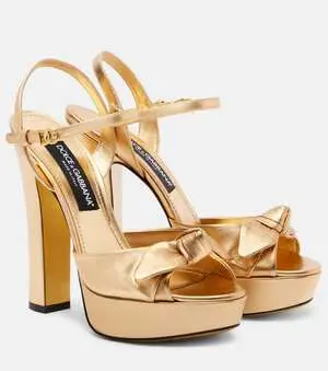 Dolce & Gabbana Metallic Leather Platform Sandals - Gold