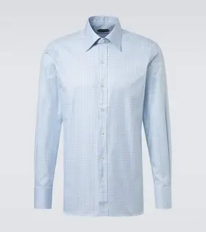 TOM FORD Checked Cotton Shirt - Blue