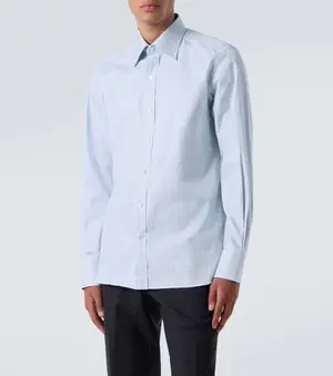 TOM FORD Checked Cotton Shirt - Blue
