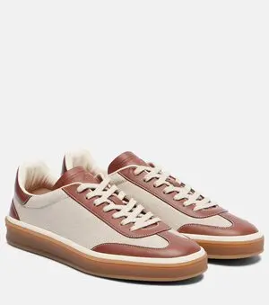 Loro Piana Tennis Walk Leather-trimmed Sneakers - Brown