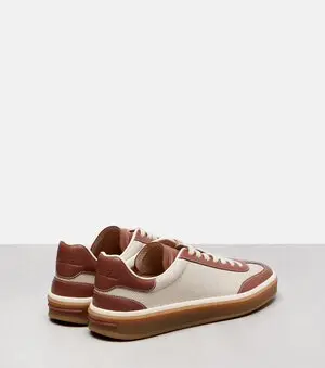 Loro Piana Tennis Walk Leather-trimmed Sneakers - Brown