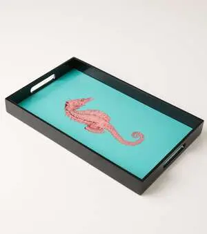 LES-OTTOMANS Seahorse Lacquered Wooden Tray