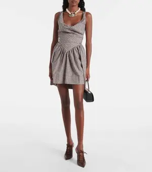 VIVIENNE WESTWOOD Mini Checked Draped Cocktail Dress