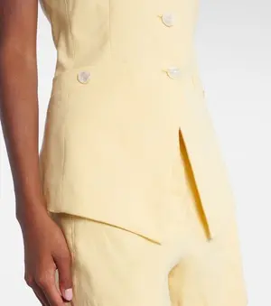 Veronica Beard Orlinda Halterneck Linen-blend Vest