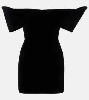 David Koma Off-shoulder Velvet Minidress - Black