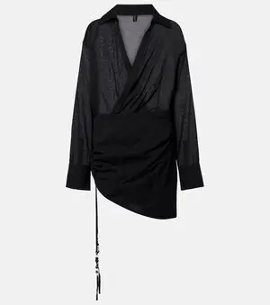 SIR. Azura Ruched Cotton Wrap Dress - Black