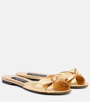 Dolce & Gabbana Metallic Leather Slides